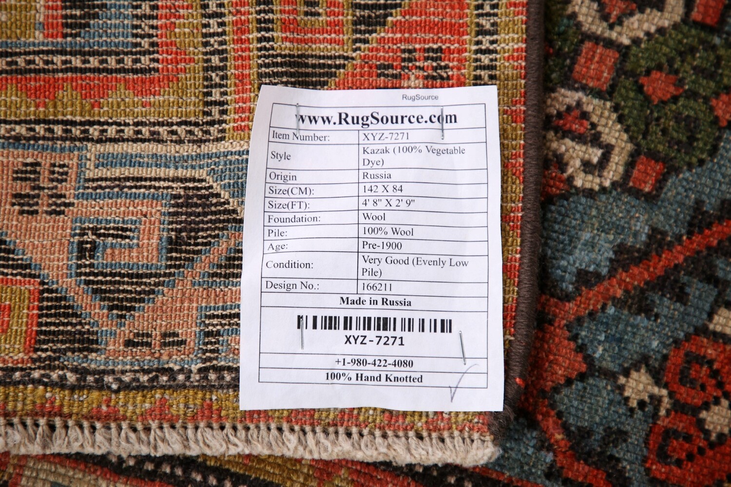 Pre-1900 Antique Vegetable Dye Kazak Oriental Area Rug 3x5