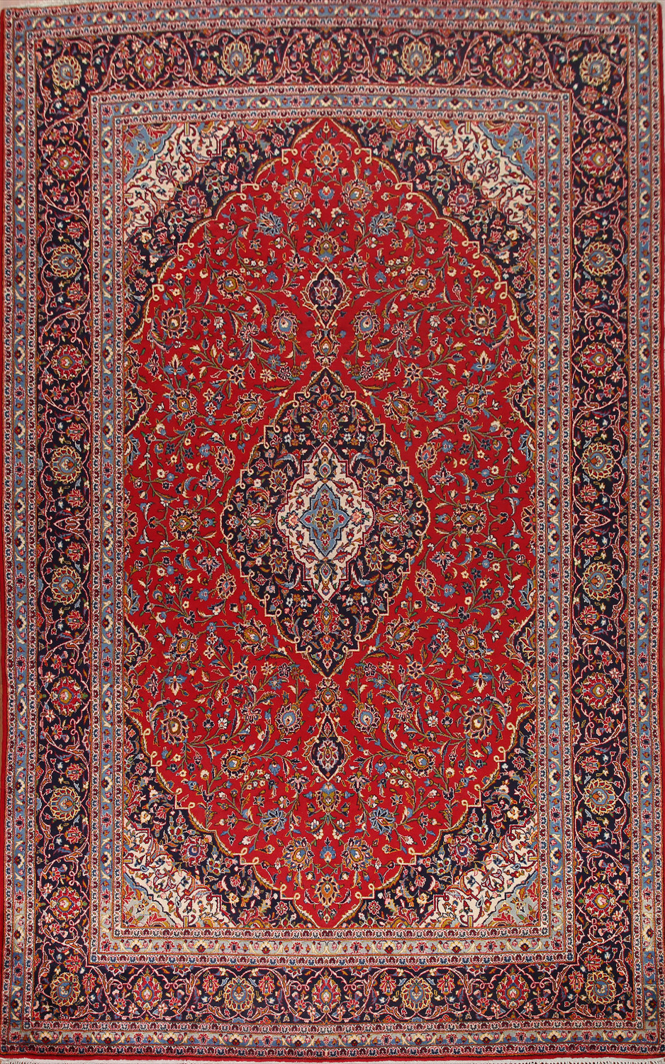 Floral Red Kashan Persian Large Area Rug 10x14