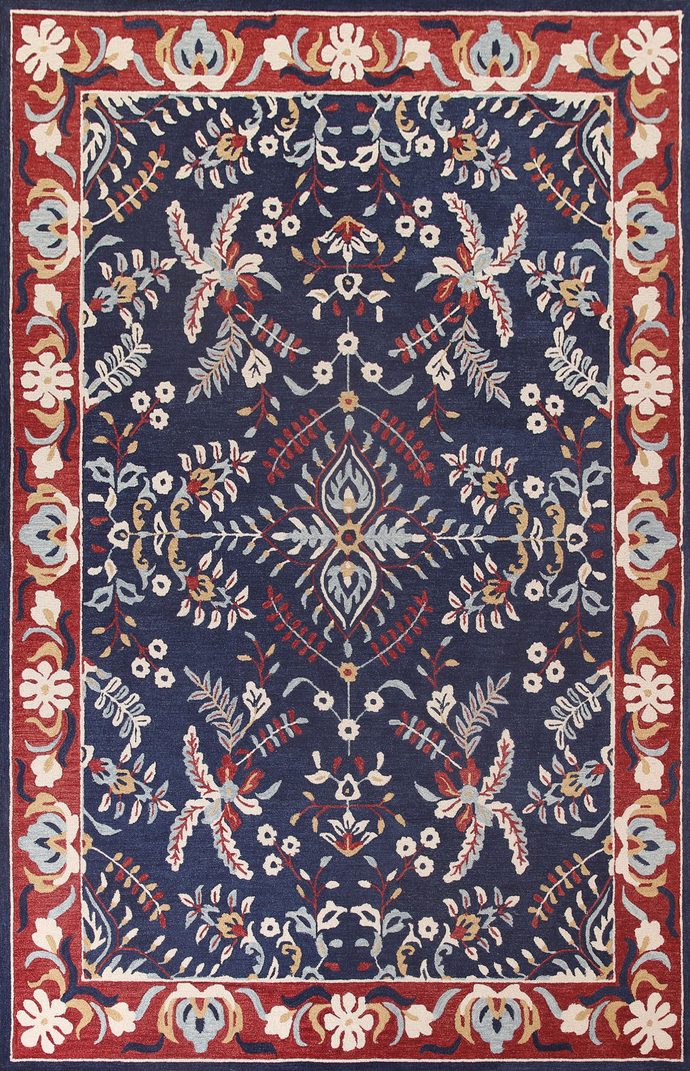 Intricate Botanical Motif Area Rug in Rich Color Palette