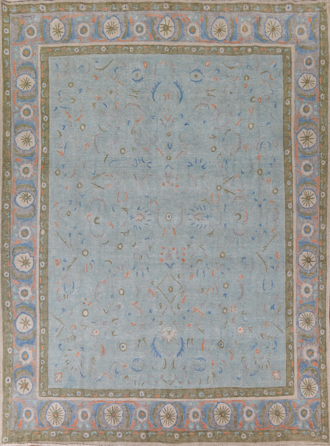 Blue Over-Dyed Tabriz Persian Area Rug 10x11