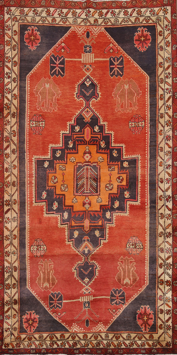 Geometric Red Meshkin Persian Area Rug 4x8