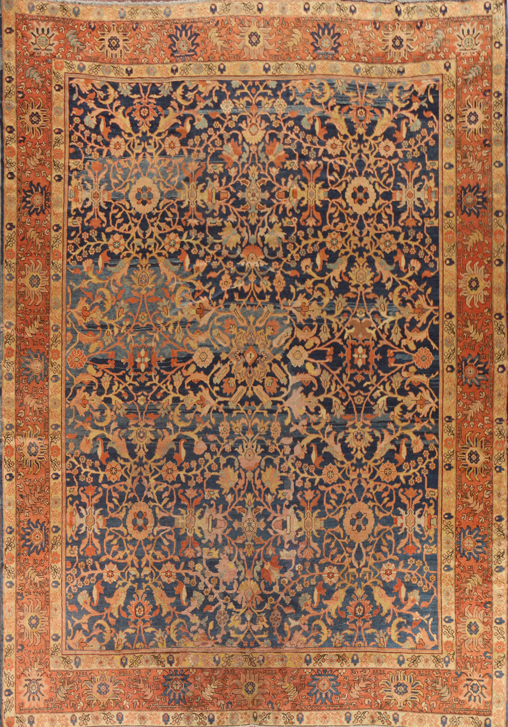 Antique Vegetable Dye Sultanabad Persian Rug 11x13
