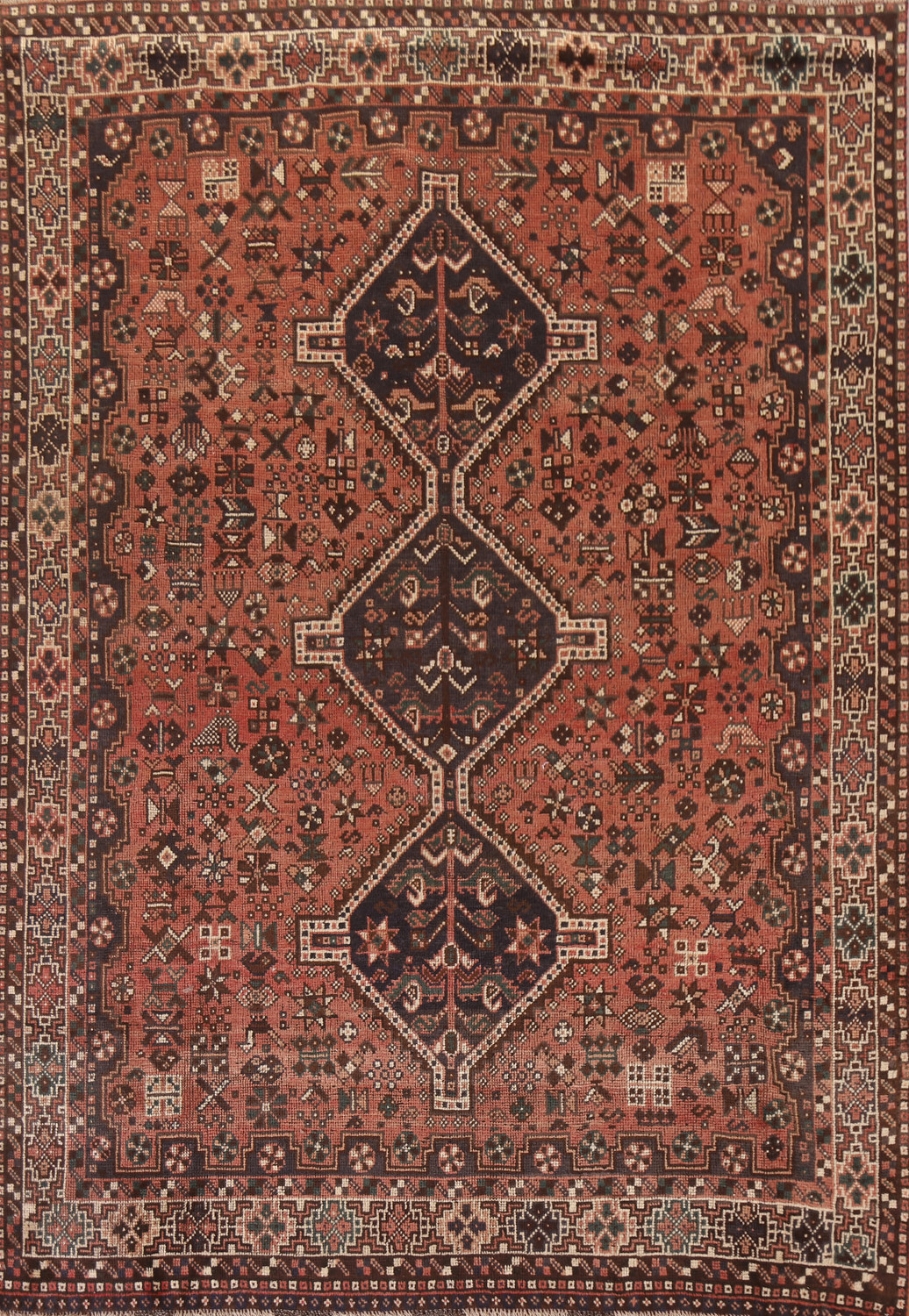 Tribal Wool Shiraz Persian Area Rug 7x9
