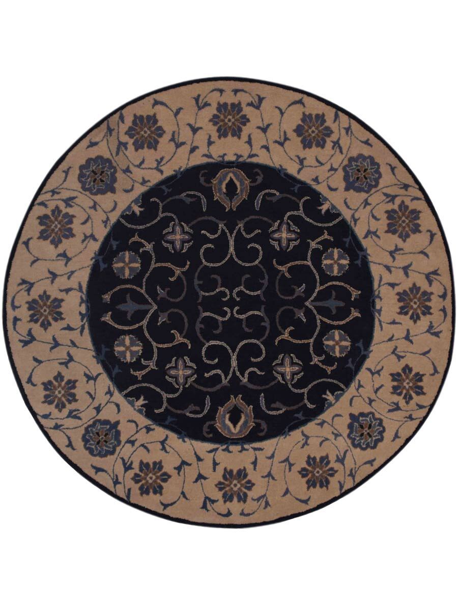 Navy Blue Round 8x8 Oushak Oriental Area Rug