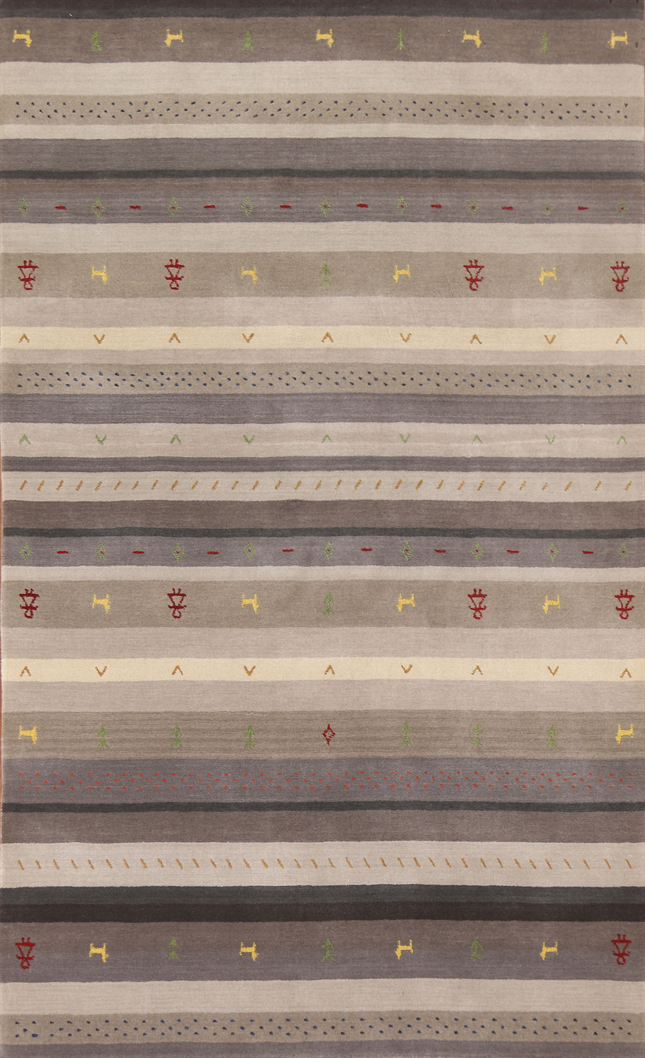 Striped Gabbeh Wool Area Rug 5x8