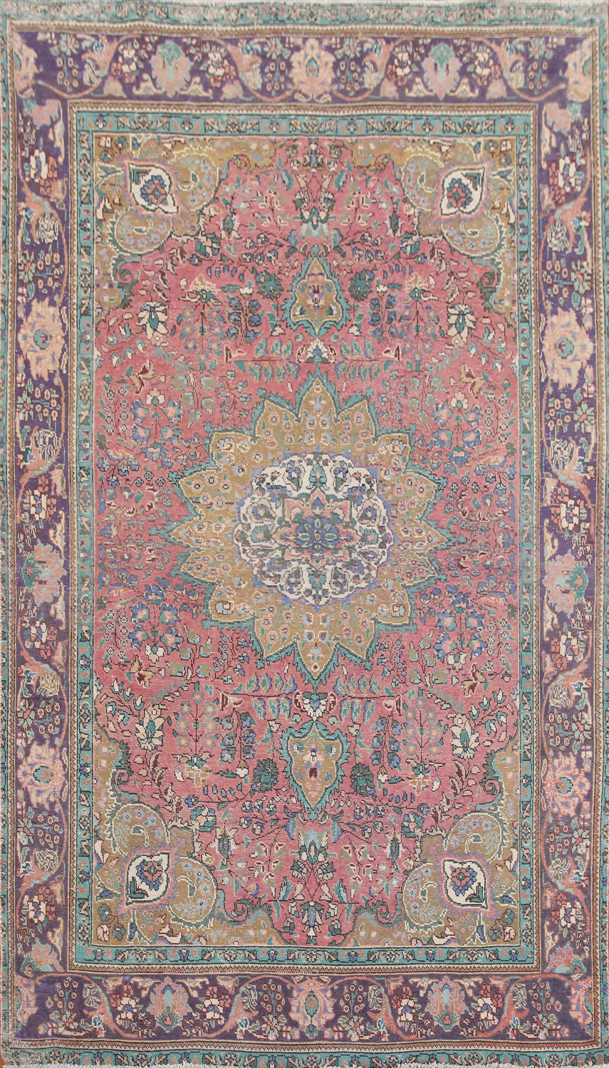 Pink Floral Tabriz Persian Area Rug 6x10