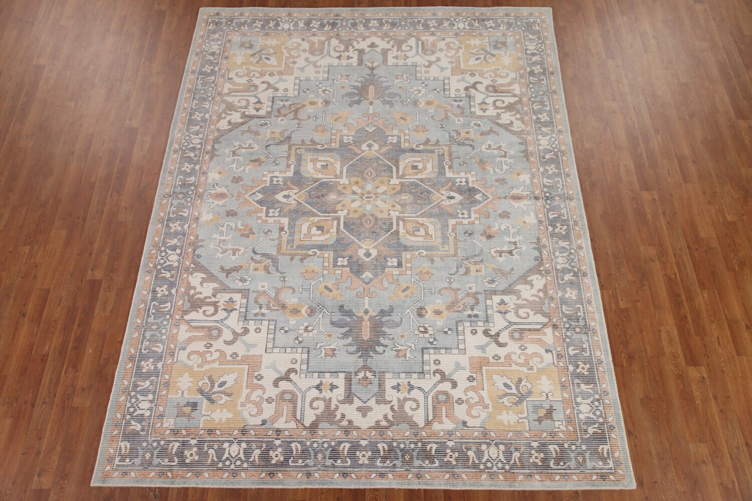Light Blue Heriz Serapi Distressed Area Rug 8x10