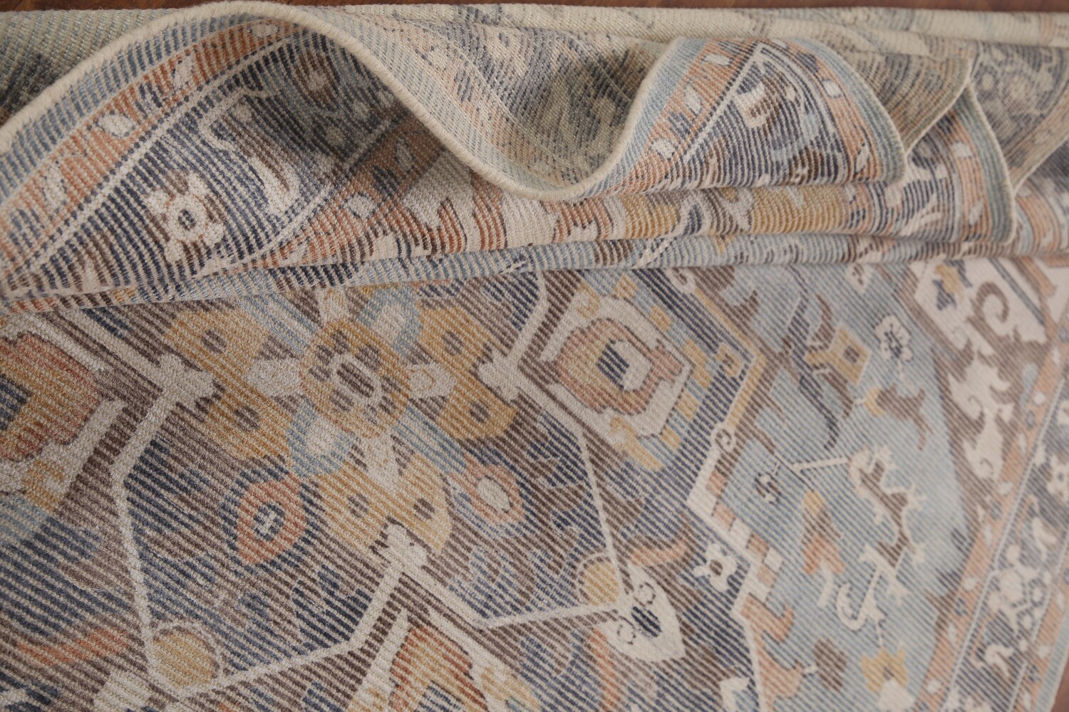 Light Blue Heriz Serapi Distressed Area Rug 8x10