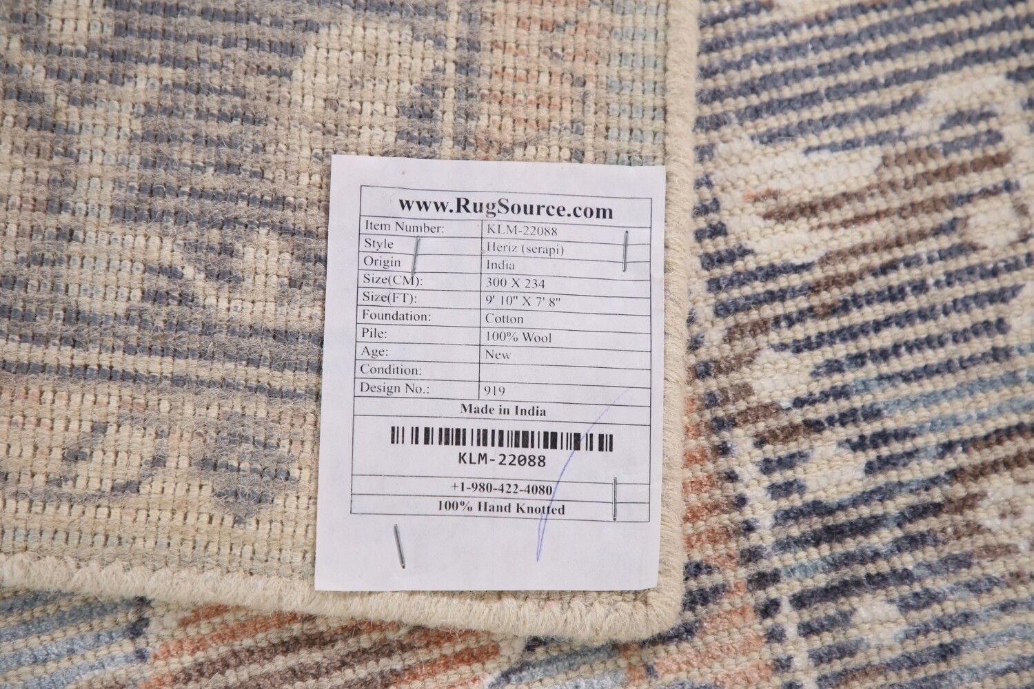 Light Blue Heriz Serapi Distressed Area Rug 8x10