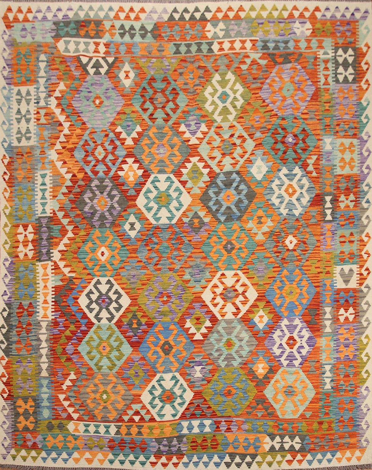 Reversible Wool Kilim Oriental Area Rug 8x9