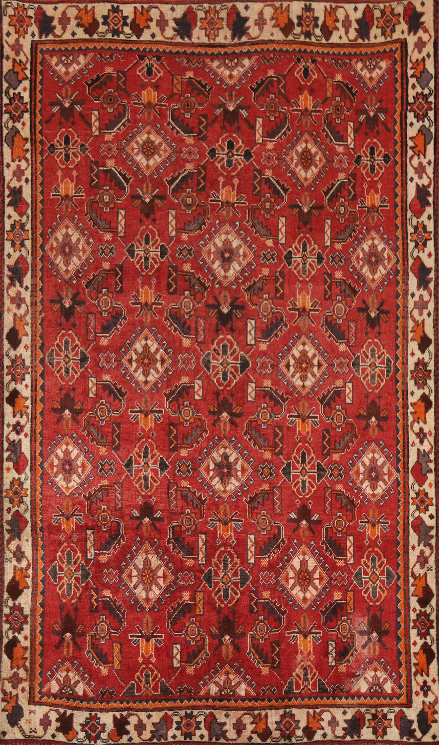 Geometric Red Shiraz Persian Area Rug 4x6