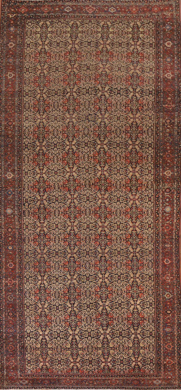 Pre-1900 Antique Vegetable Dye Sarouk Farhan Persian Rug 7x16