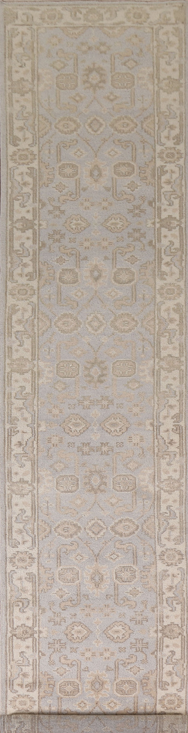 Gray Wool Oushak Oriental Runner Rug 2x15
