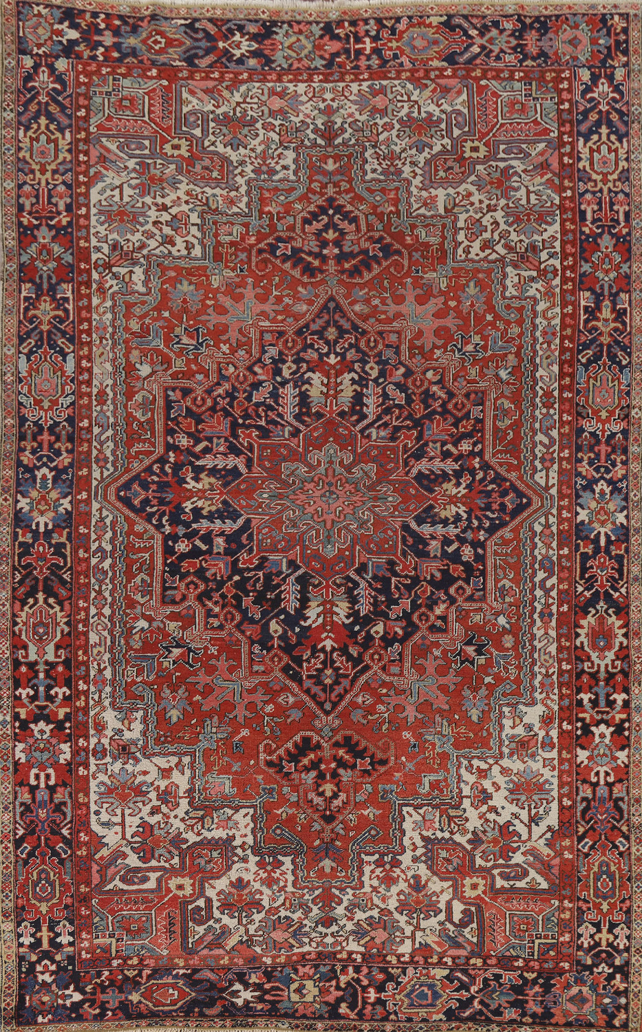 Antique Heriz Vegetable Dye Persian Area Rug 7x12