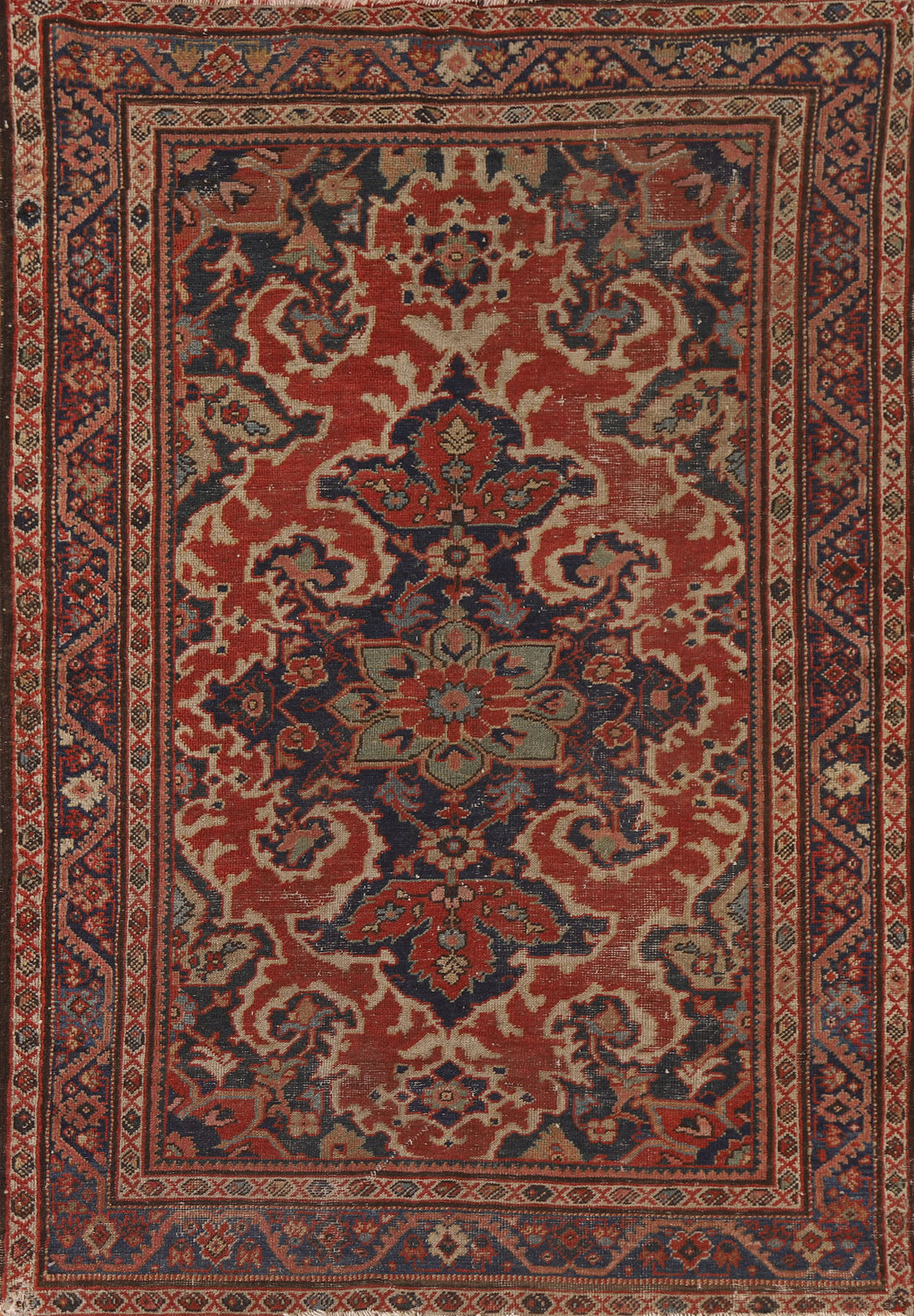 Pre-1900 Antique Vegetable Dye Mahal Persian Rug 4x6