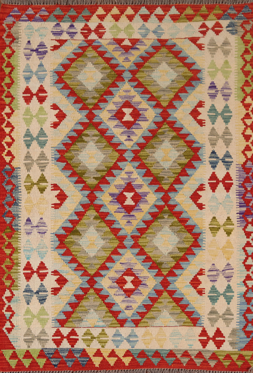 Reversible Wool Kilim Oriental Accent Rug 4x6