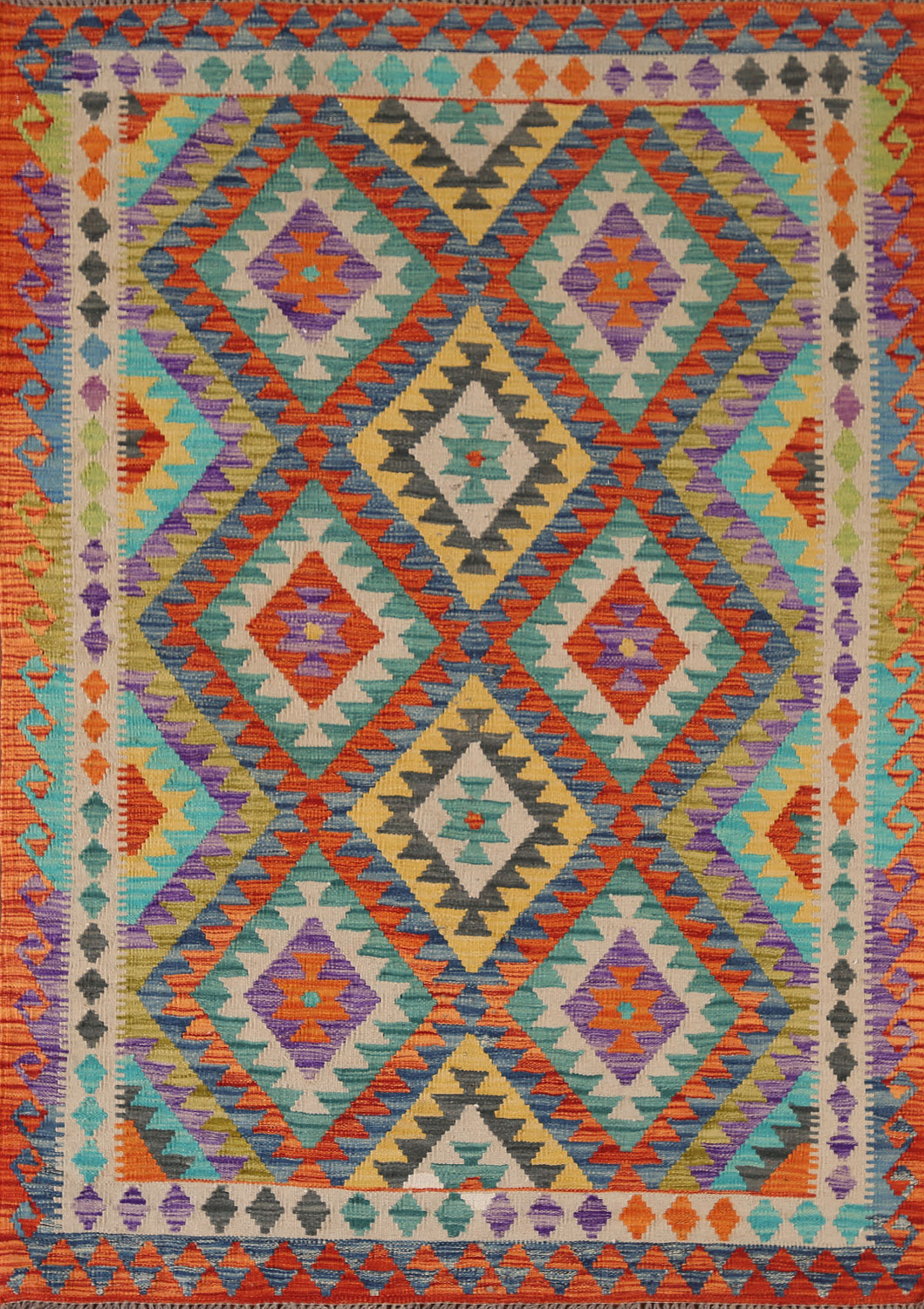 Multicolor Kilim Oriental Wool Rug 4x6