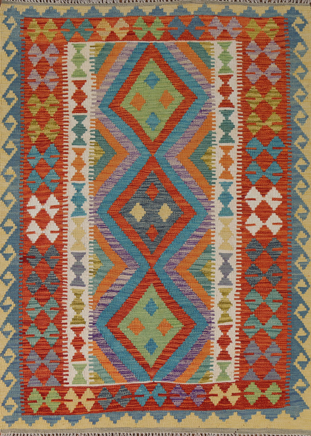 Multicolor Kilim Reversible Wool Rug 4x6