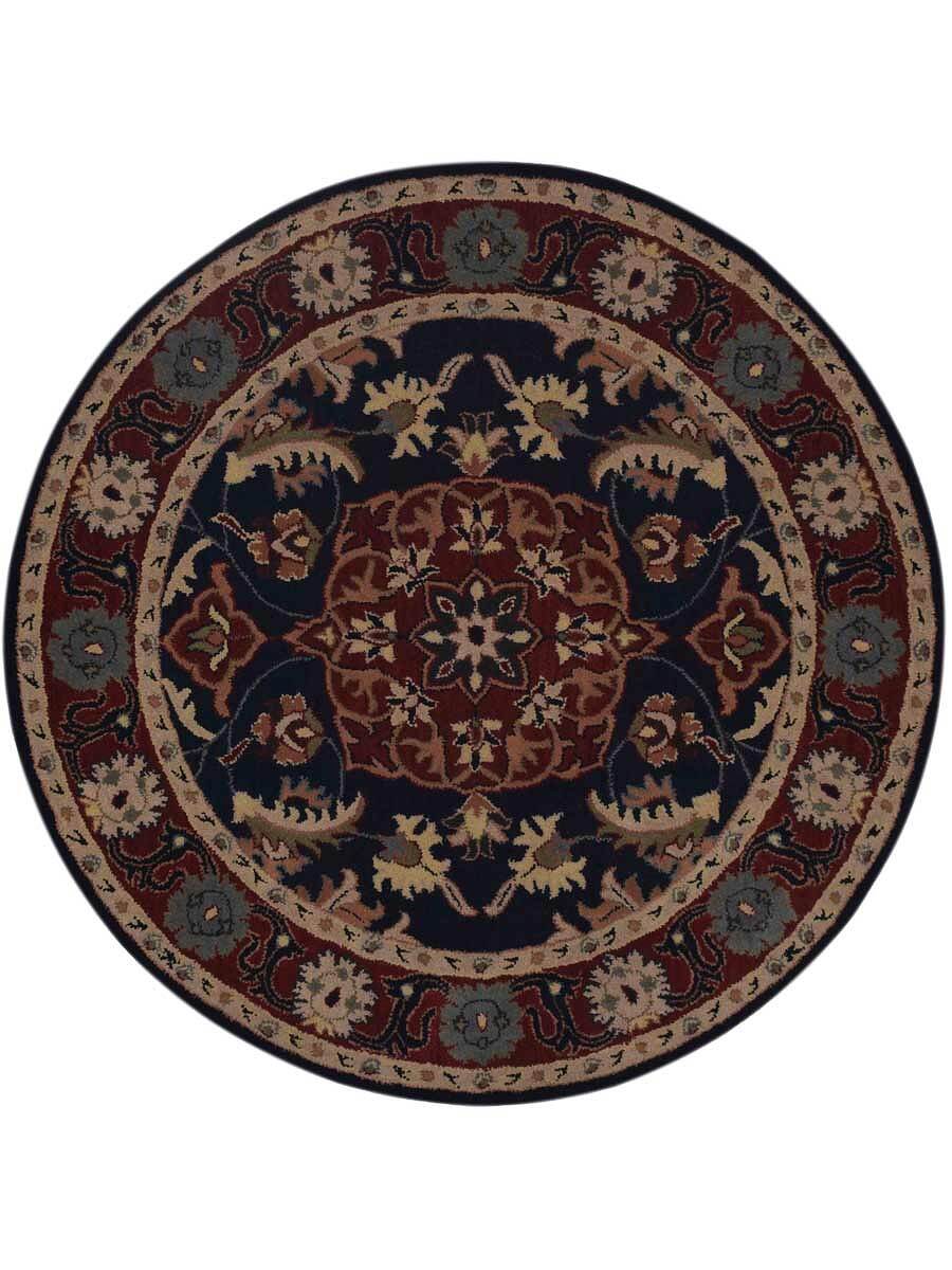 Navy Blue Round 8x8 Tabriz Oriental Area Rug