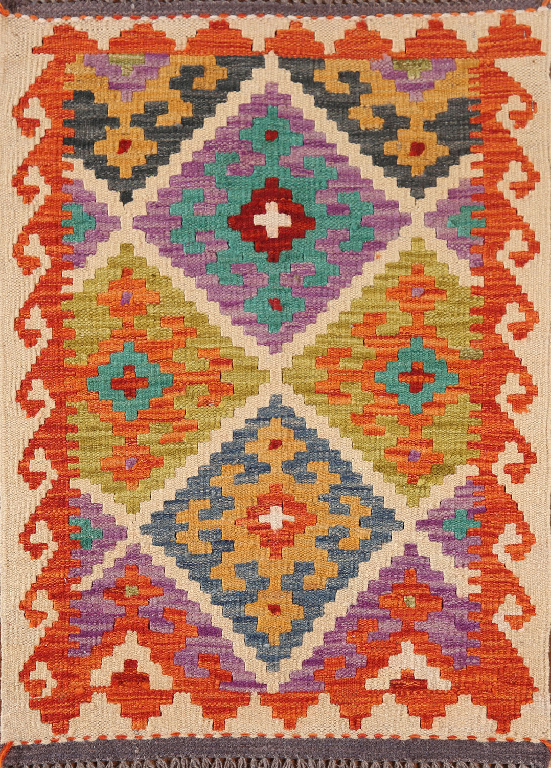 Multicolor Kilim Reversible Wool Rug 2x3