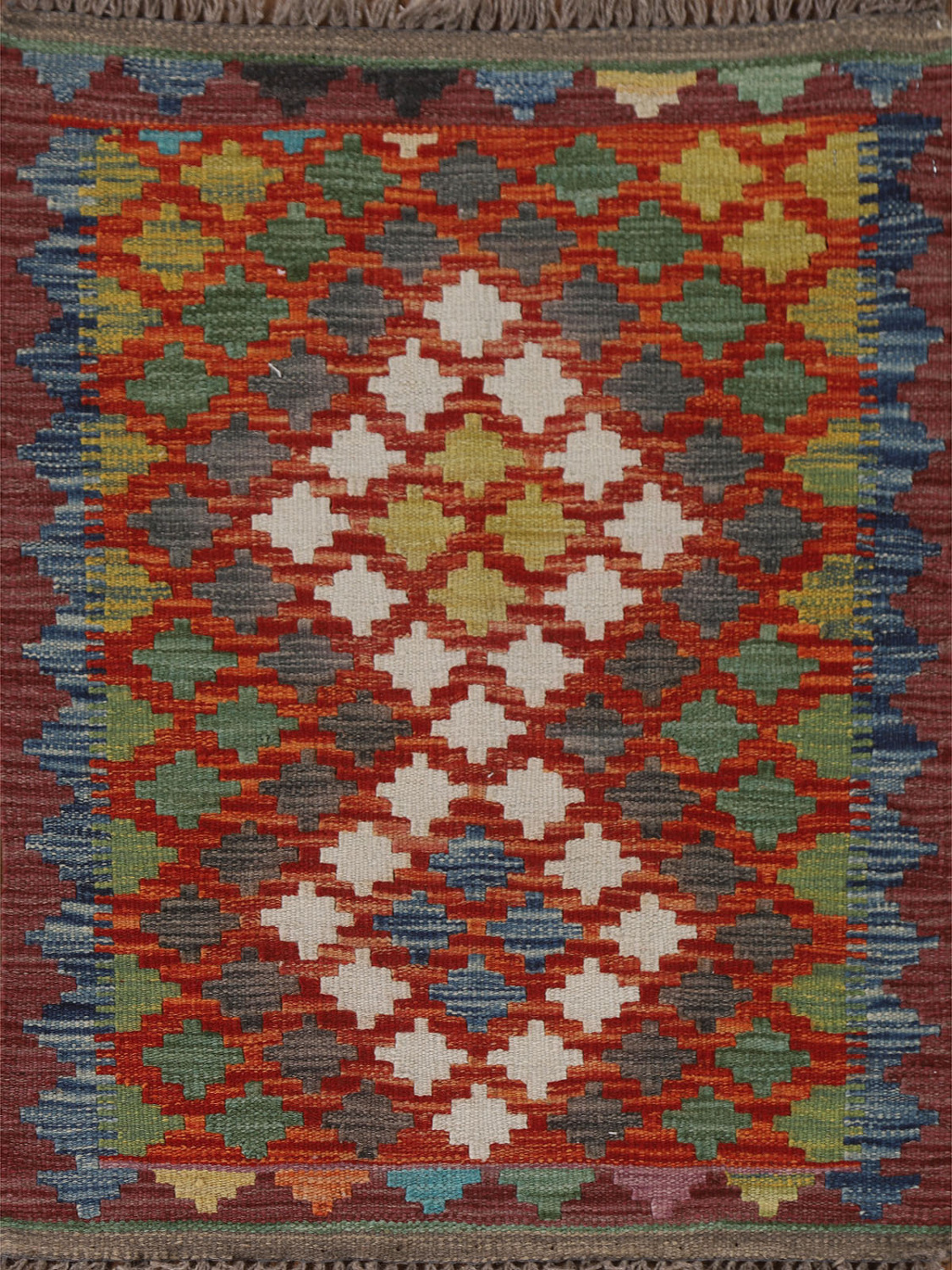 Geometric Kilim Reversible Wool Rug 2x3