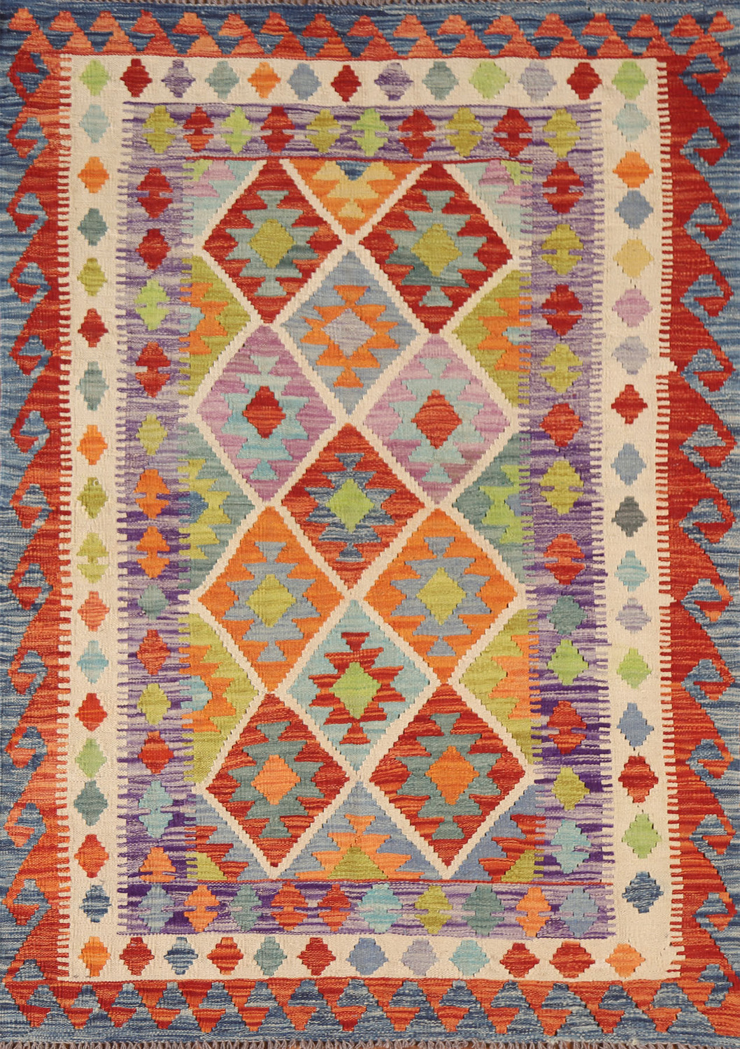 Reversible Wool Kilim Oriental Accent Rug 4x6