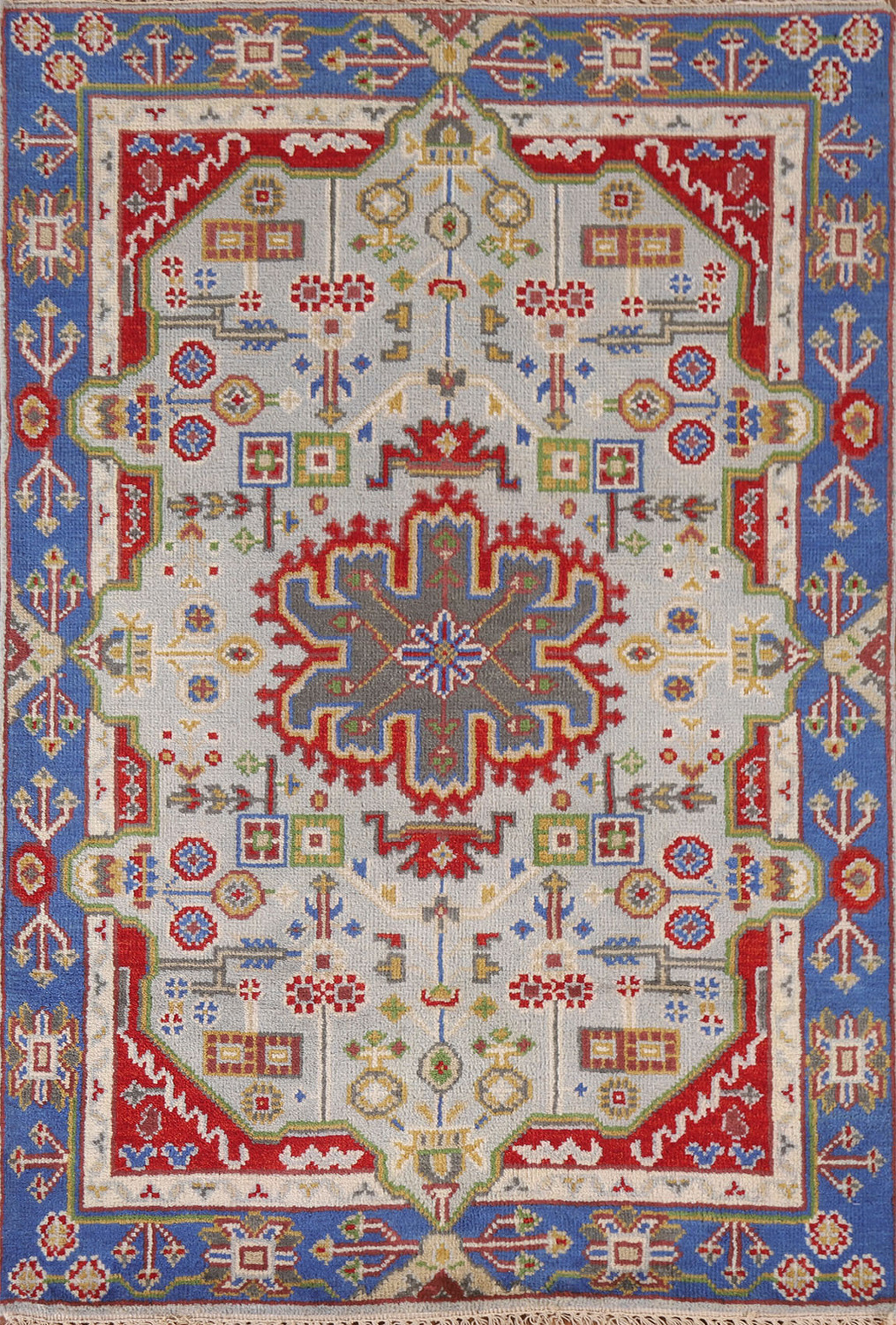 Geometric Heriz Serapi Indian Wool Rug 4x6