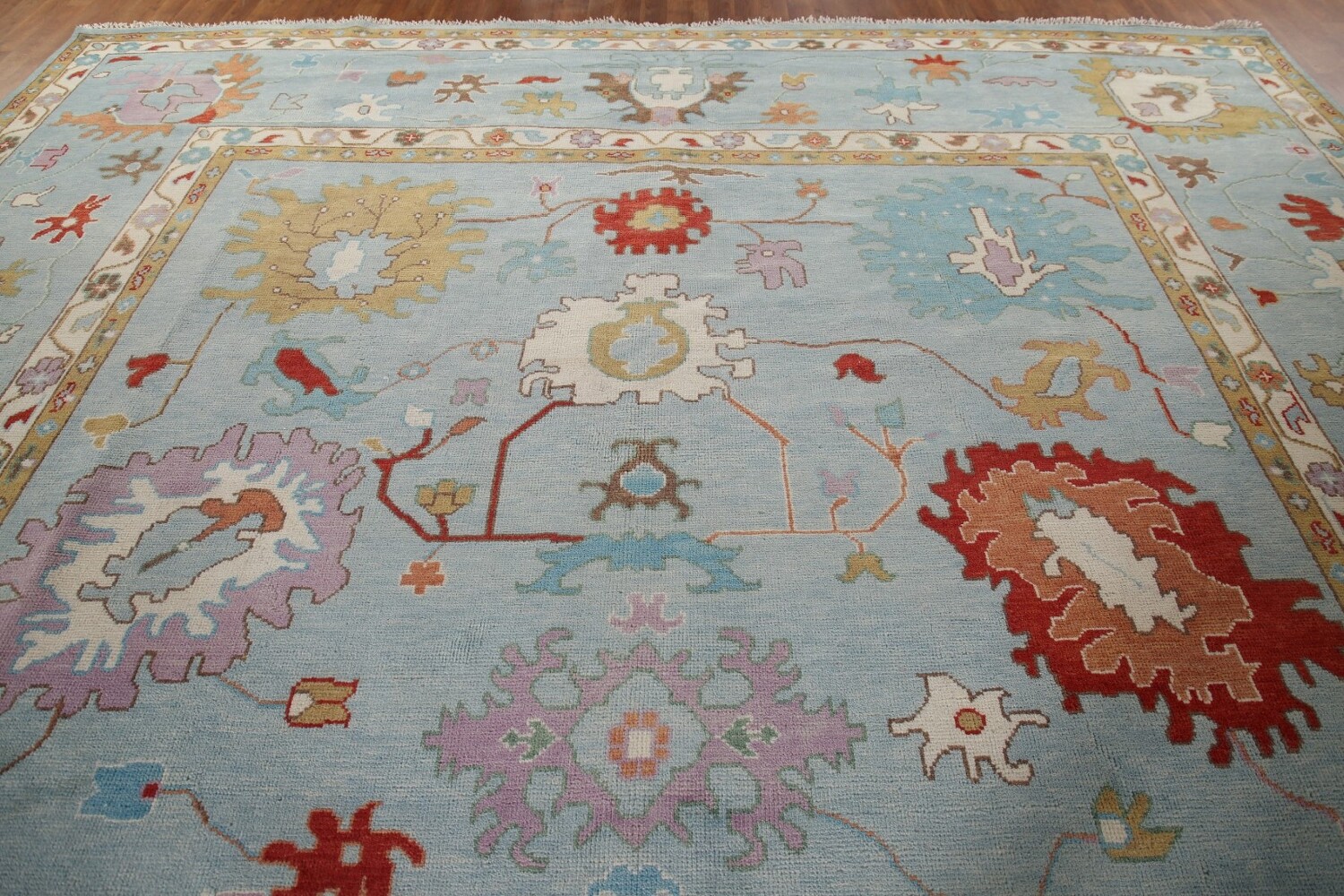 Light Blue Oushak Large Oriental Rug 12x16
