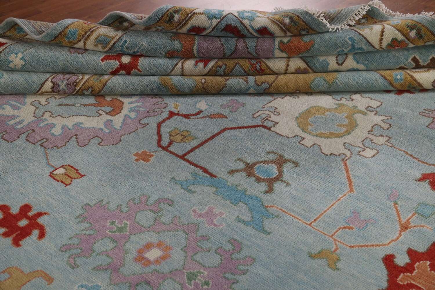 Light Blue Oushak Large Oriental Rug 12x16