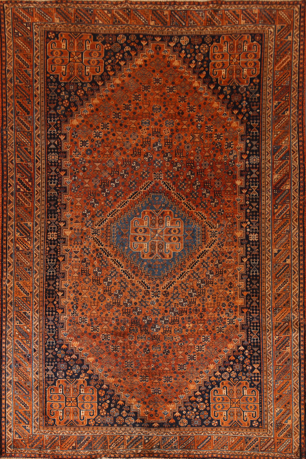 Antique Vegetable Dye Shiraz Persian Area Rug 6x9