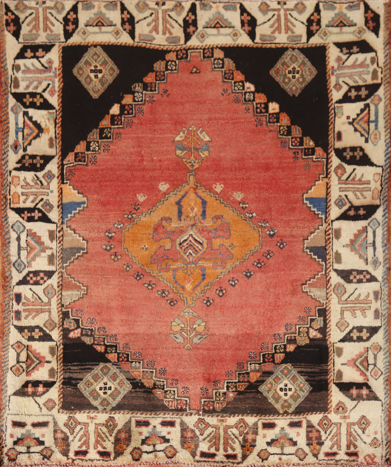 Vintage Wool Shiraz Persian Rug 4x5