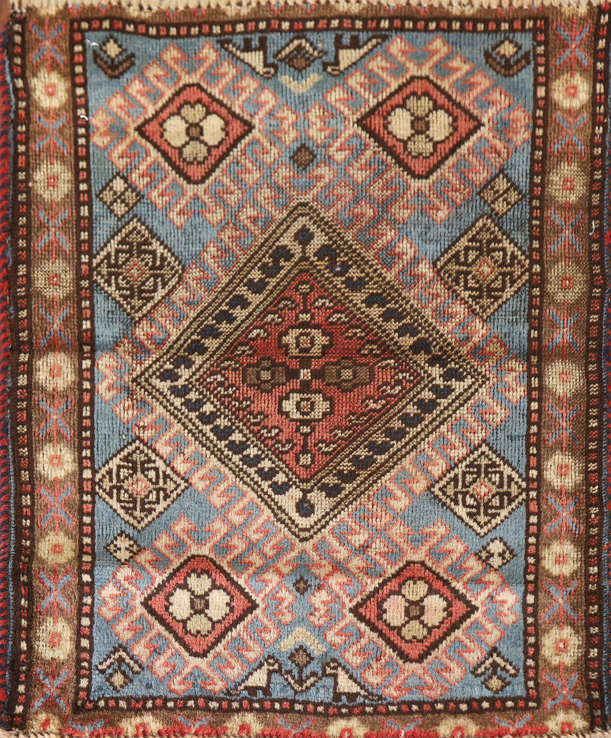 Light Blue Geometric Yalameh Persian Rug 2x2