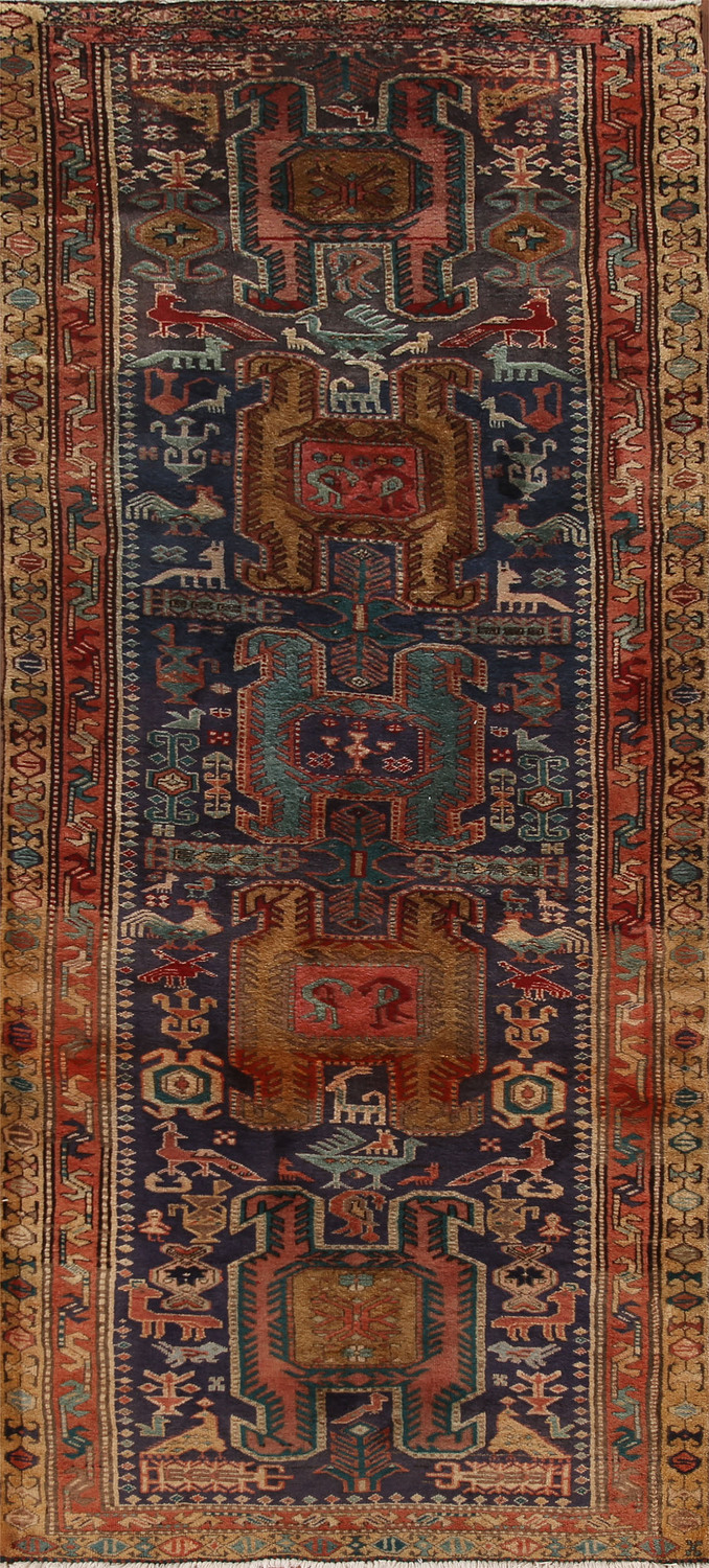 Animal Pictorial Meshkin Persian Runner Rug 4x10