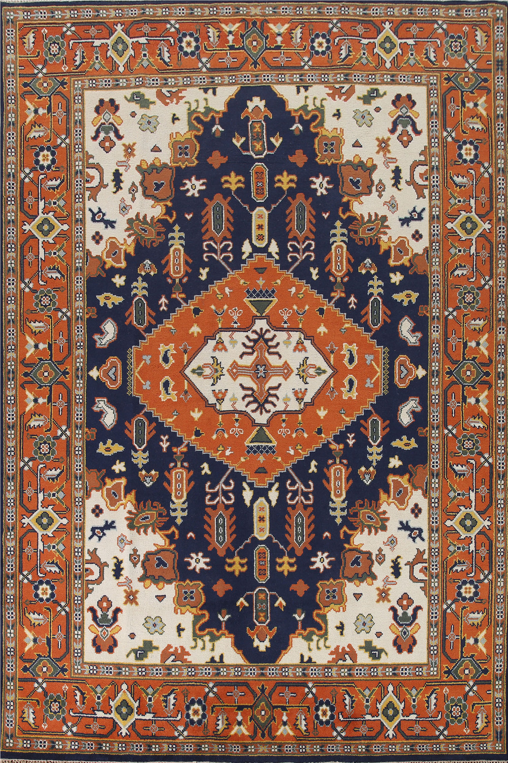 Navy Blue Heriz Serapi Indian Area Rug 9x12