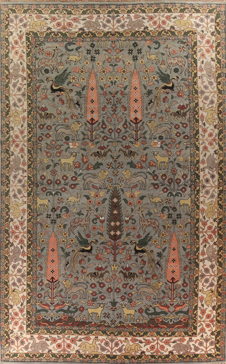 Animal Pictorial Tabriz Indian Large Rug 12x20