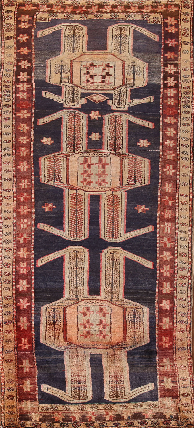 Navy Blue Meshkin Persian Runner Rug 4x10