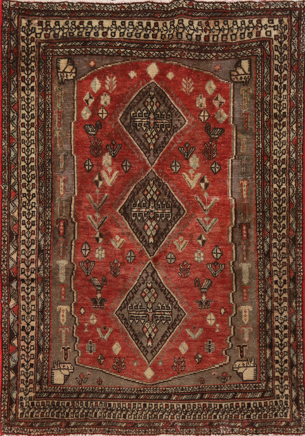 Vintage Wool Shiraz Persian Rug 3x5