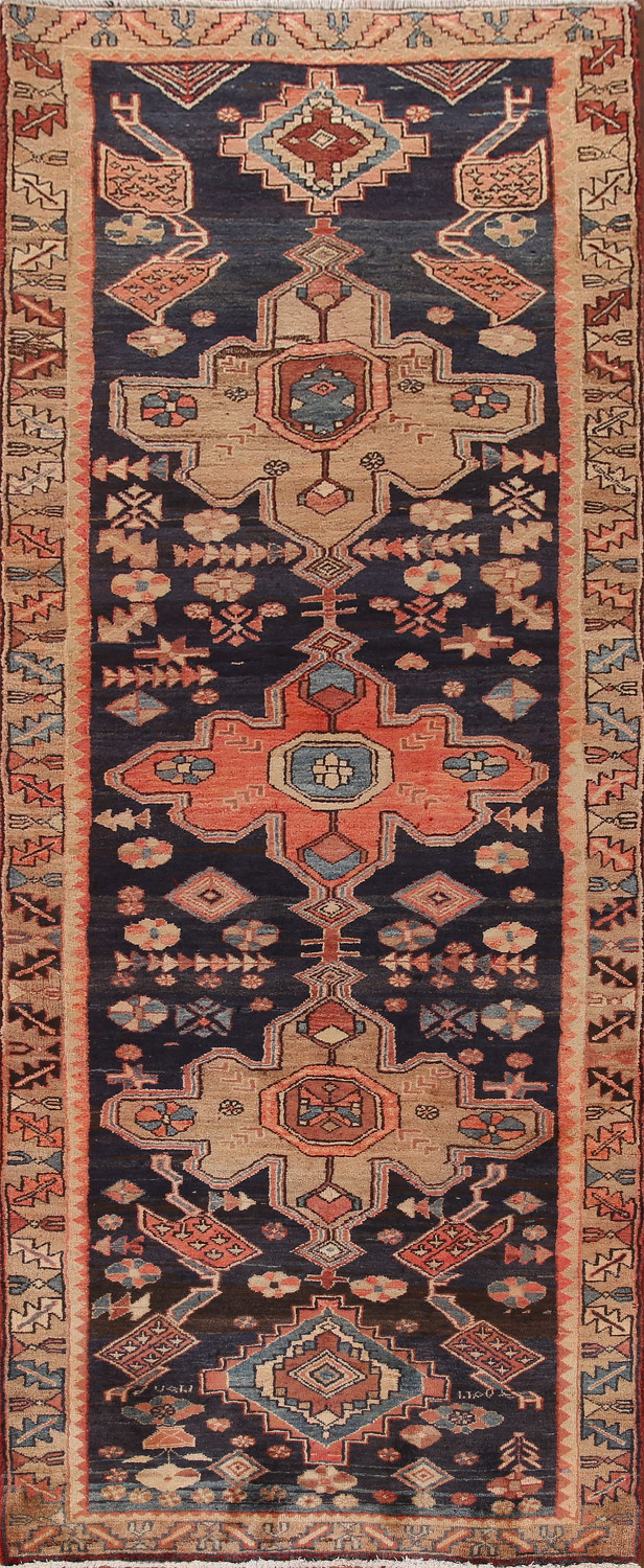 Navy Blue Meshkin Persian Runner Rug 4x11