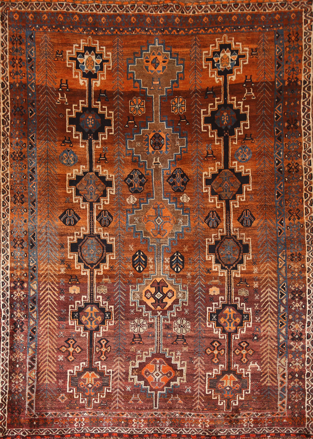 Geometric Wool Qashqai Persian Rug 5x7