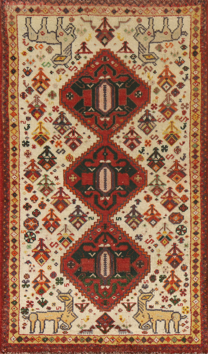 Tribal Animals Shiraz Persian Rug 2x4