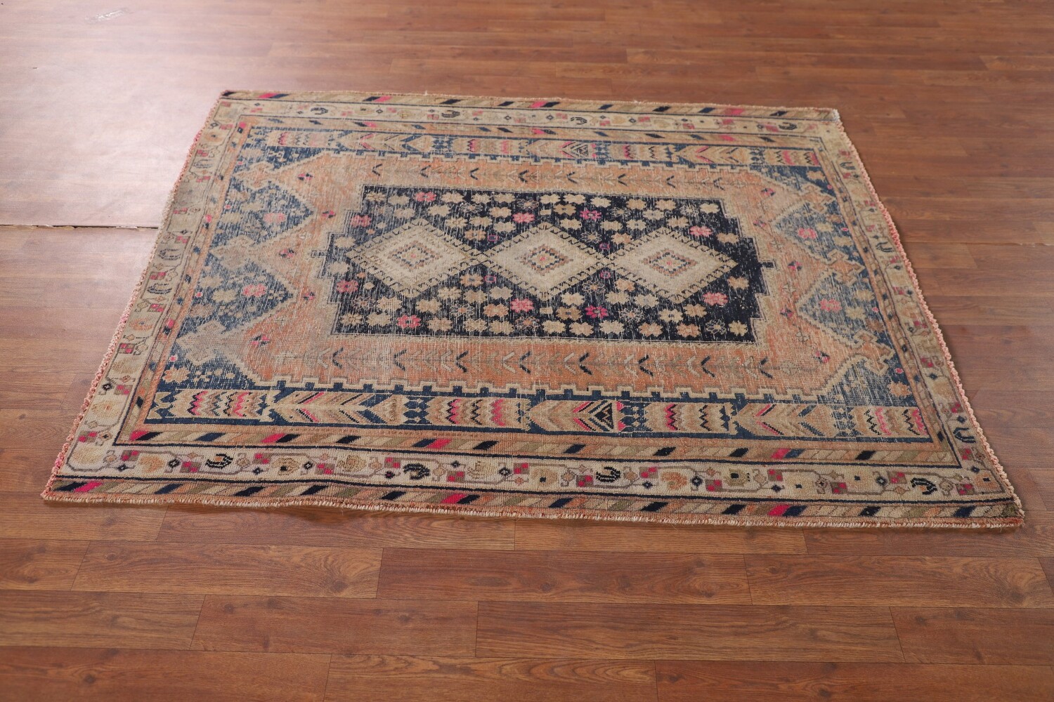 Distressed Tribal Sirjan Persian Rug 4x5