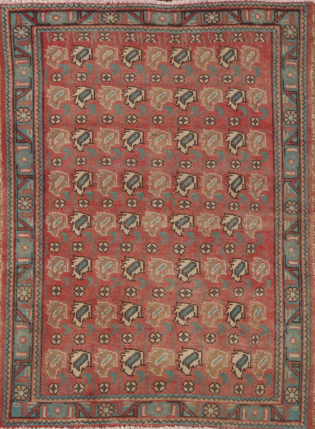 Vintage Geometric Tabriz Persian Rug 4x5