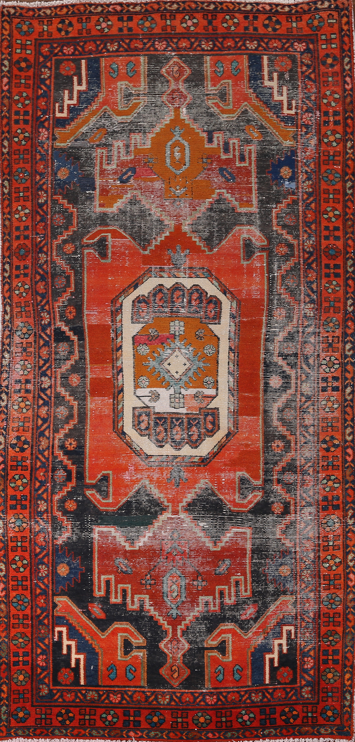 Distressed Ardebil Persian Runner Rug 4x9