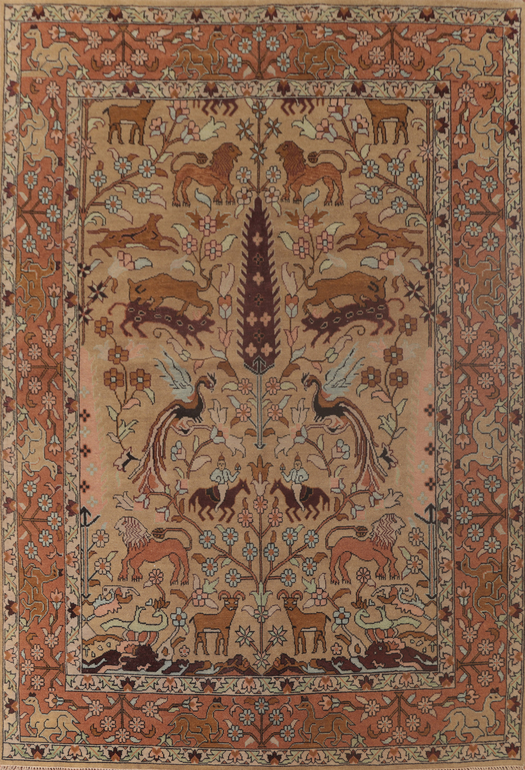 Animals Hunting Design Ziegler Large Oriental Rug 10x14