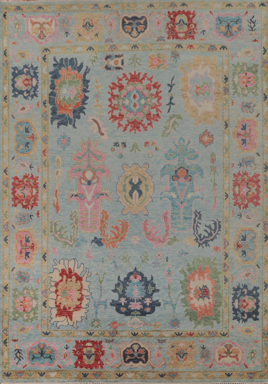 Handmade Blue Oushak Indian Area Rug 9x12