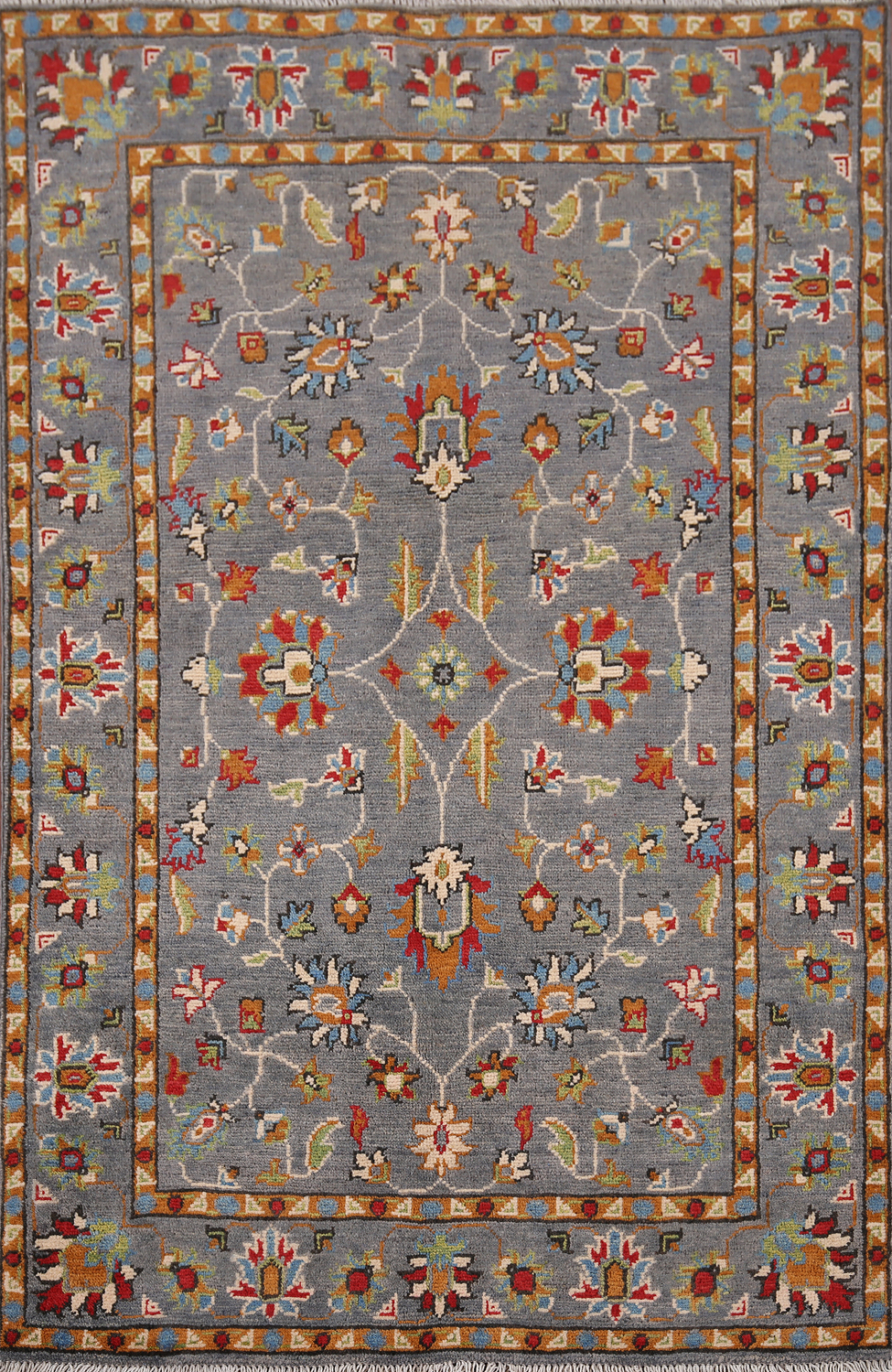 All-Over Gray Oushak Oriental Accent Rug 4x5