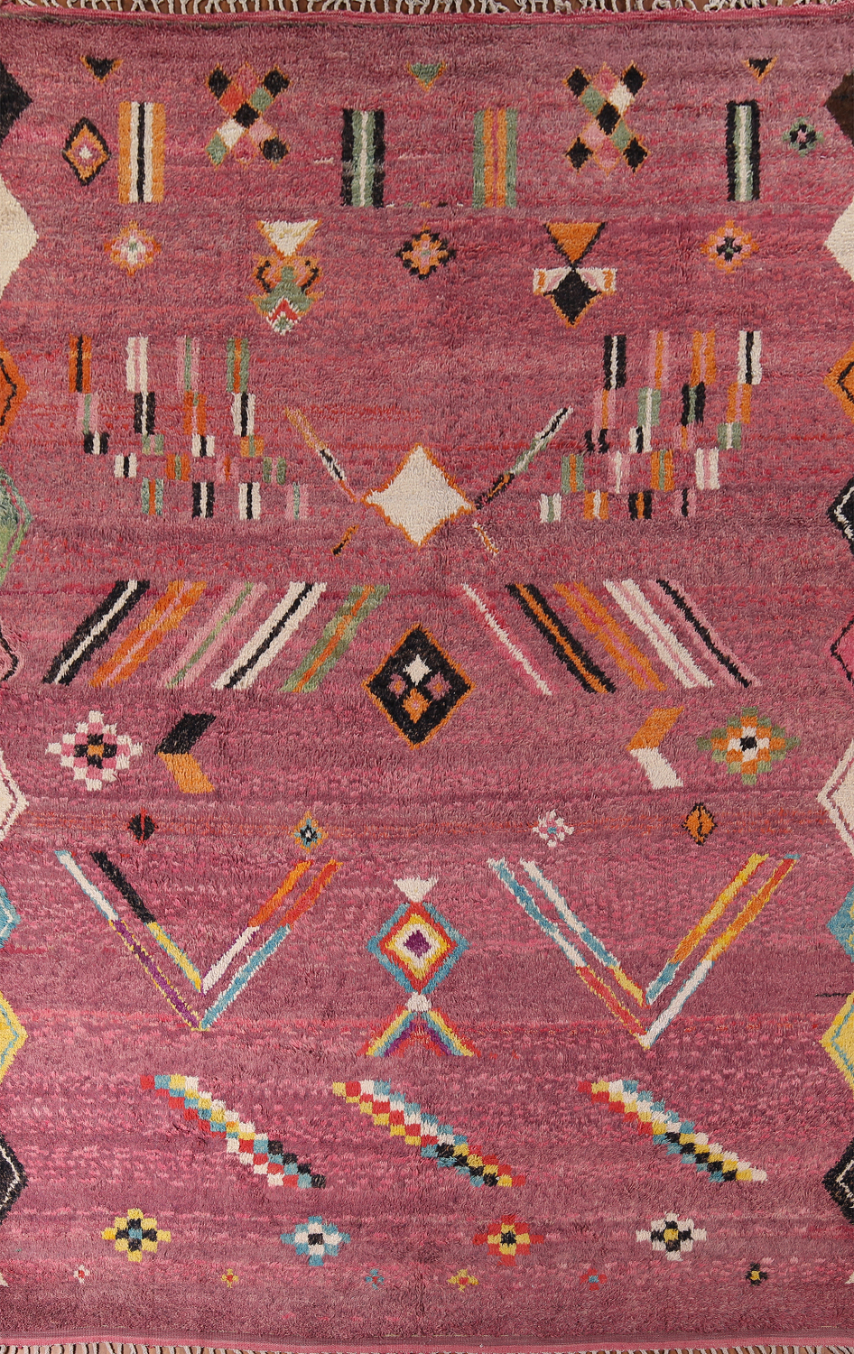 Pink Geometric Moroccan Handmade Large Rug 10x15