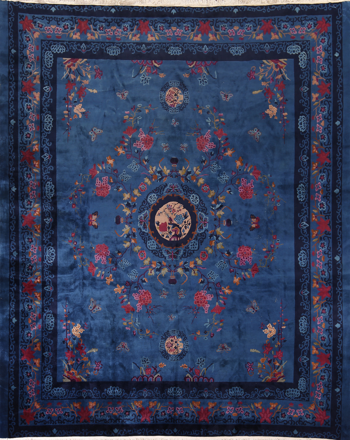 Vegetable Dye Handmade Art Deco Large Chinese Rug 12x13