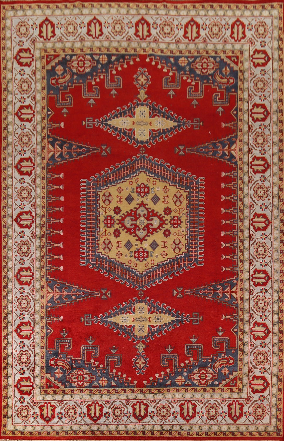 Geometric Red Viss Indian Large Rug 10x14