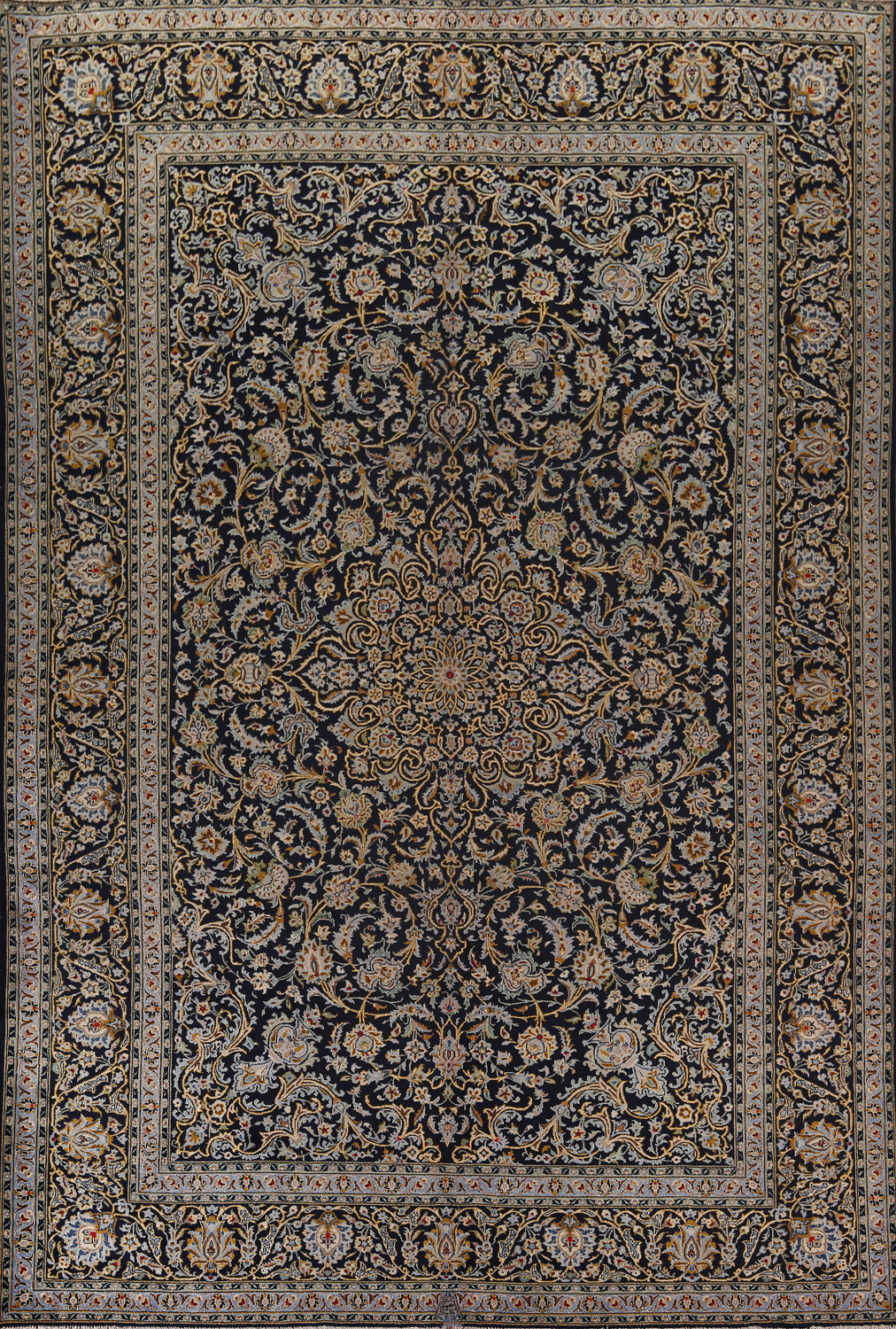 Traditional Blue Kashan Persian Area Rug 10x13